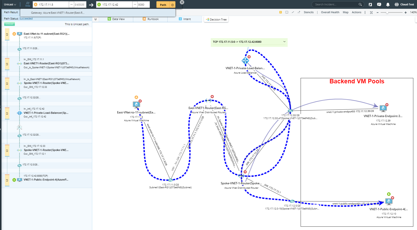 Run Application Path Across Azure Network
