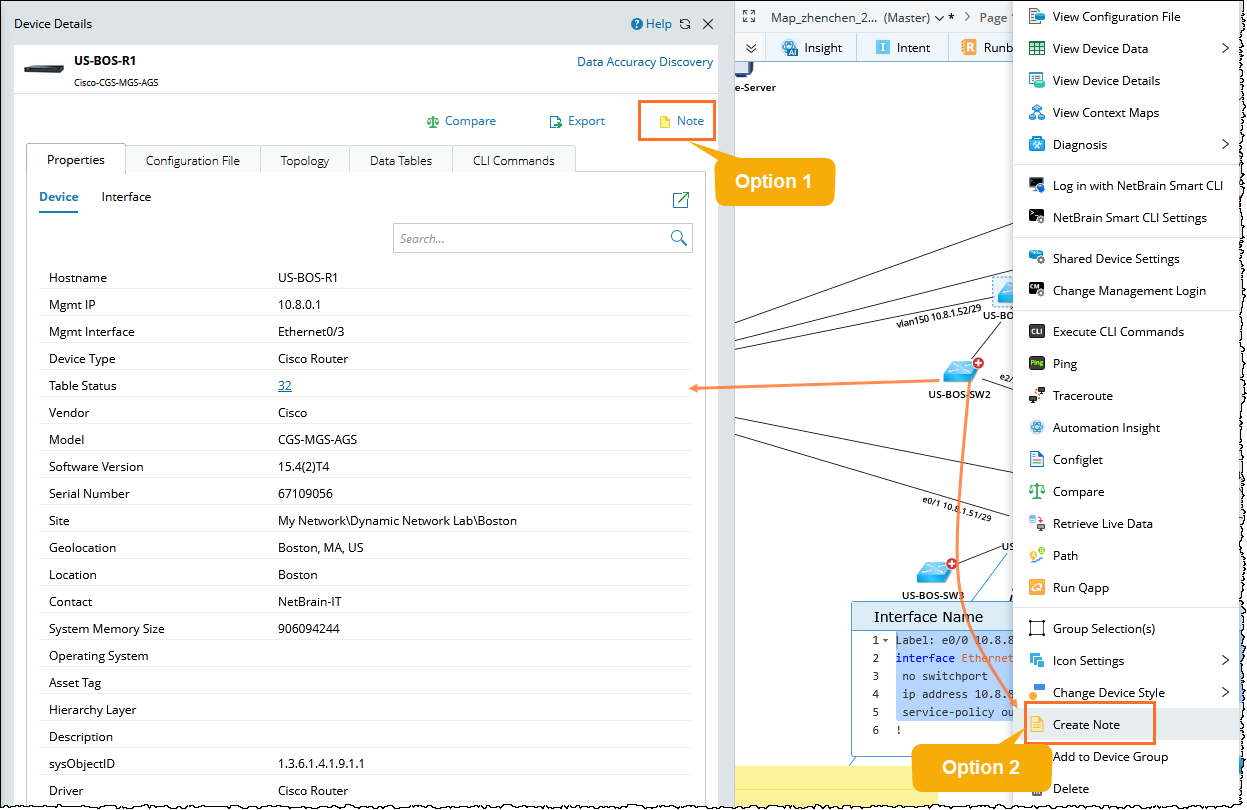 Add a Device Note to the Map