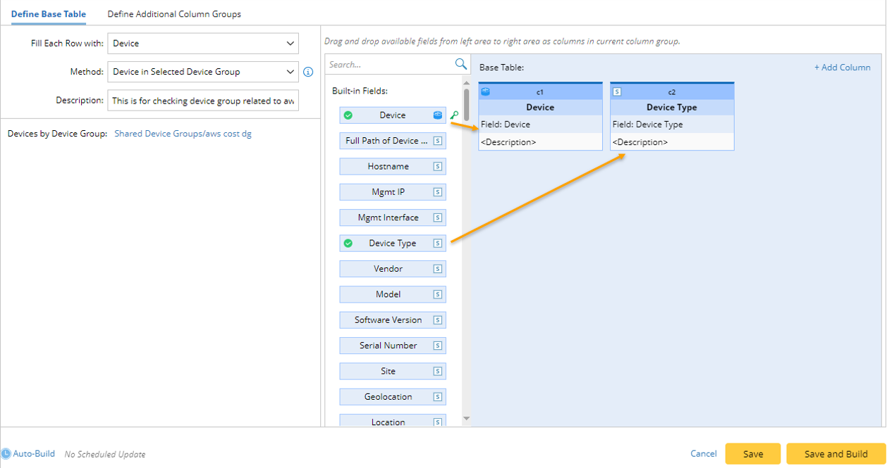 Build Base Table via Device in Selected Device Group