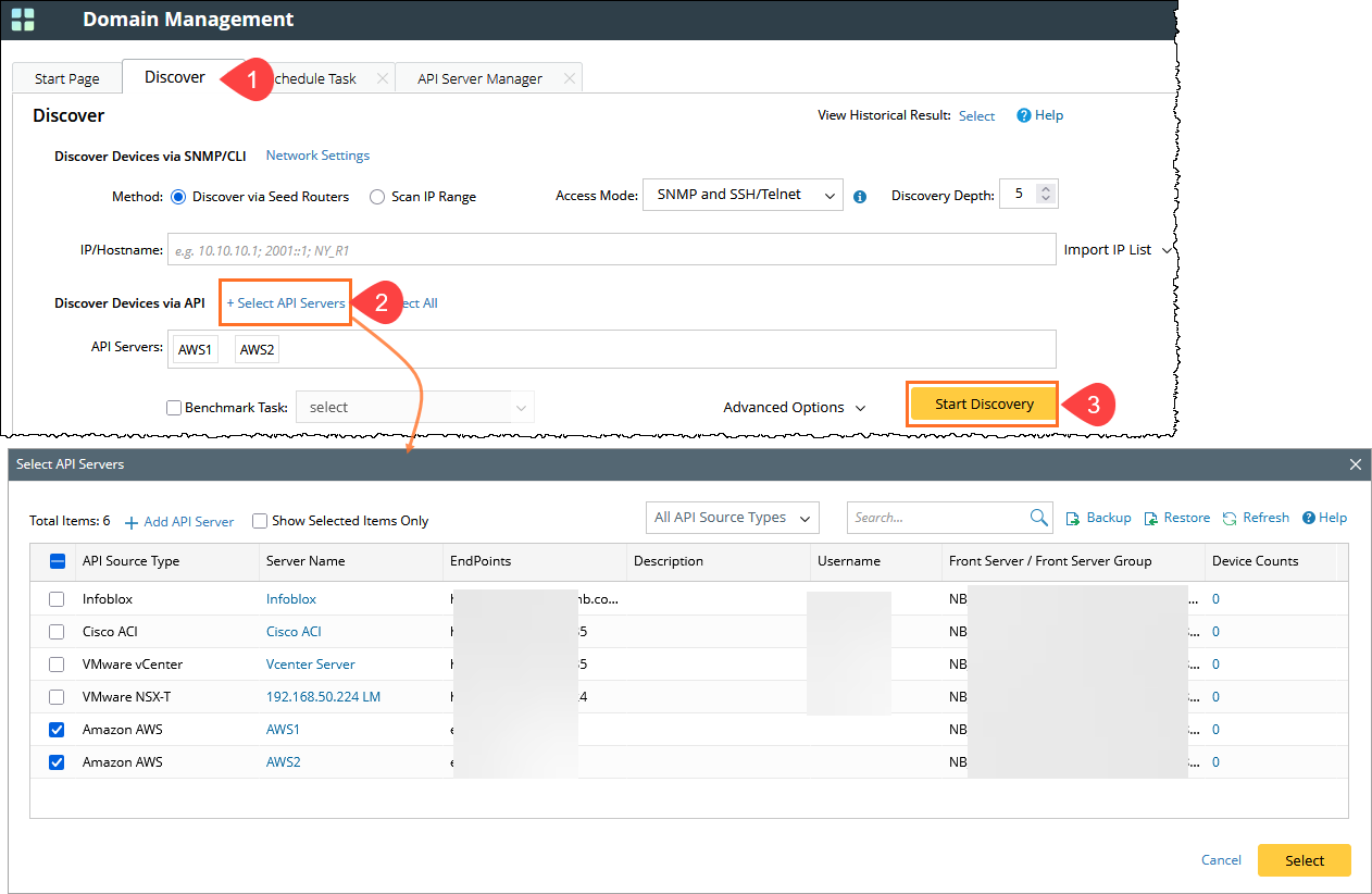 Discovering AWS Network in NetBrain Domain