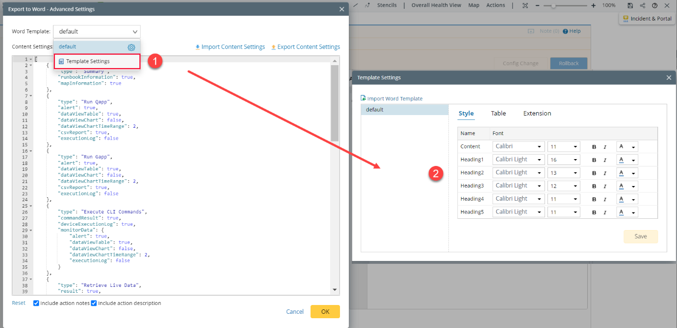 Exporting a Network Change Task to Word