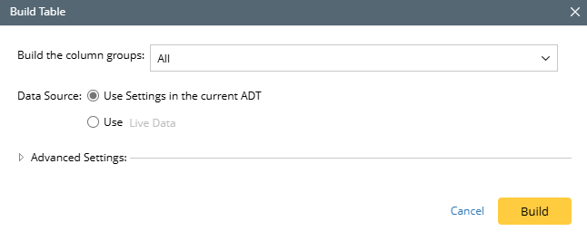 Build Base Table via Device on Selected Map