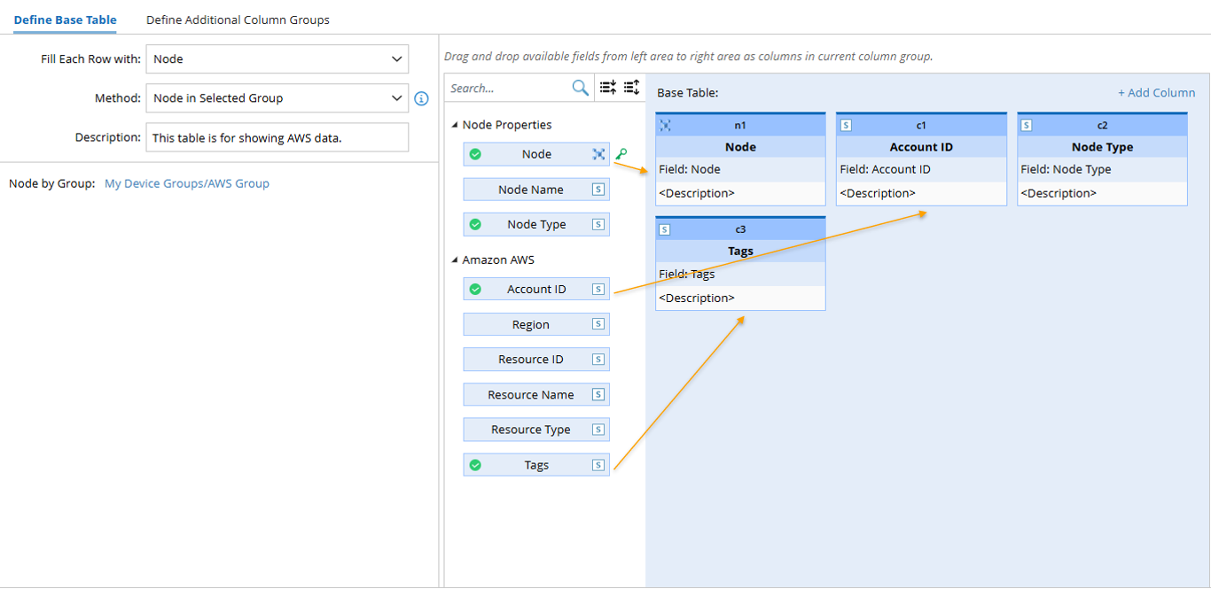 Build Base Table via Node in Selected Group