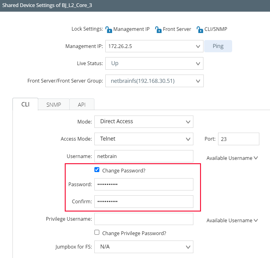 Settings of Different Access Methods