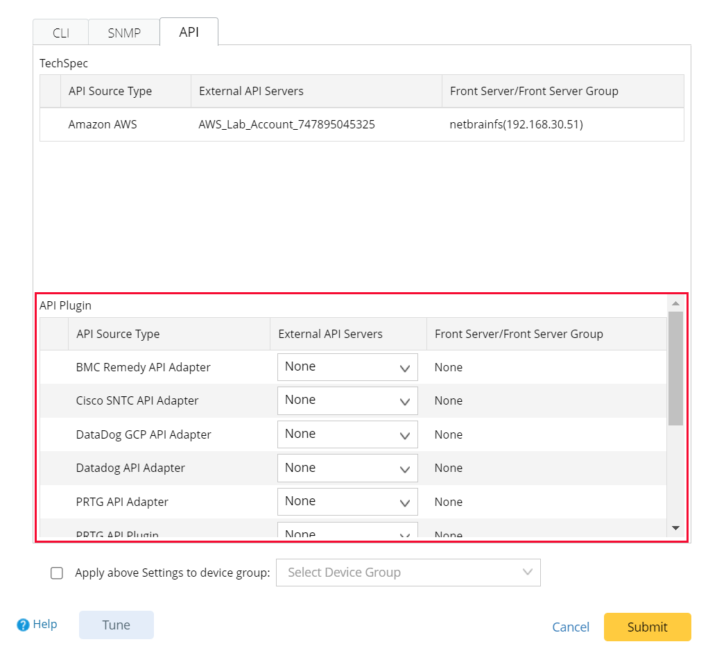 Settings of Different Access Methods