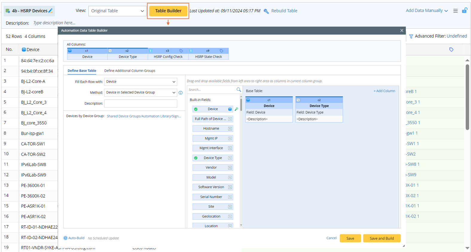 Automation Data Table Creation