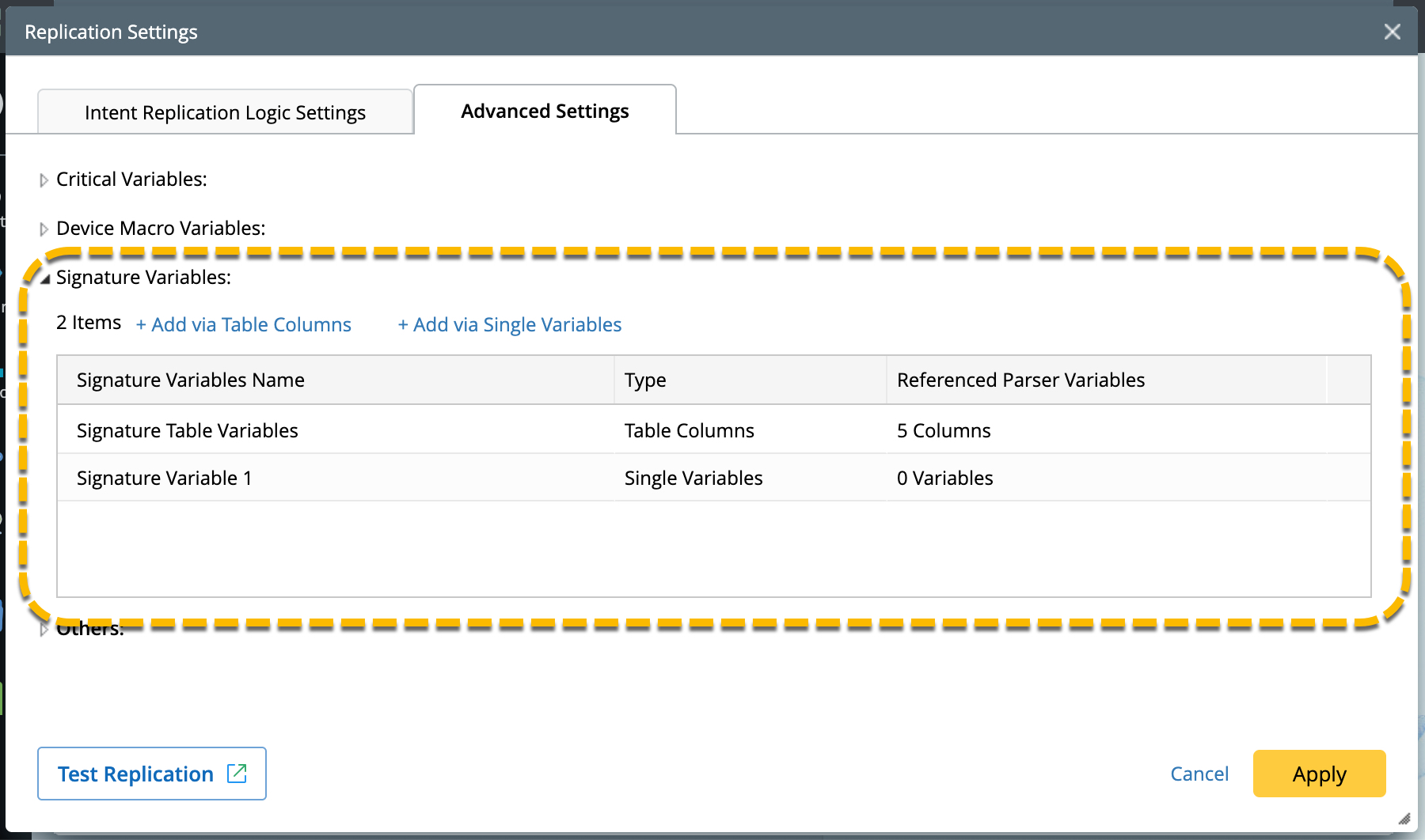 Define Signature Variables in NIT