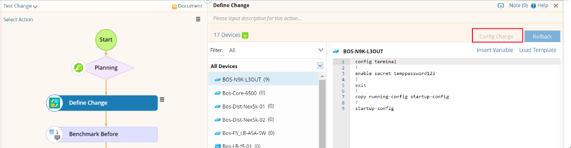 Defining the Change Node