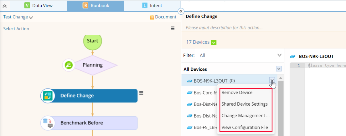 Defining the Change Node