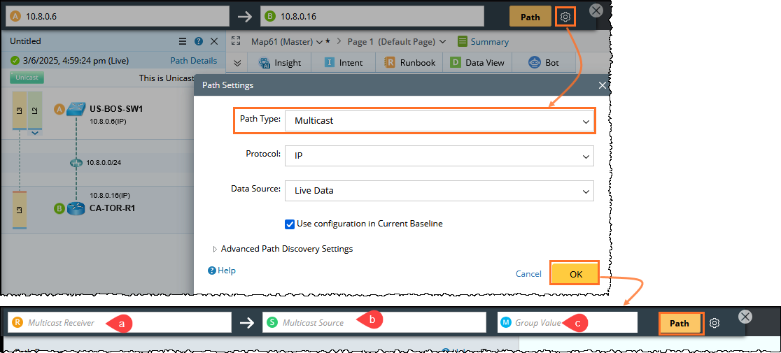 Map A/B Paths for Unicast and Multicast Traffic