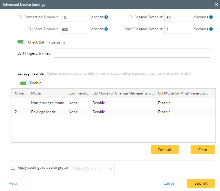 Settings of Different Access Methods