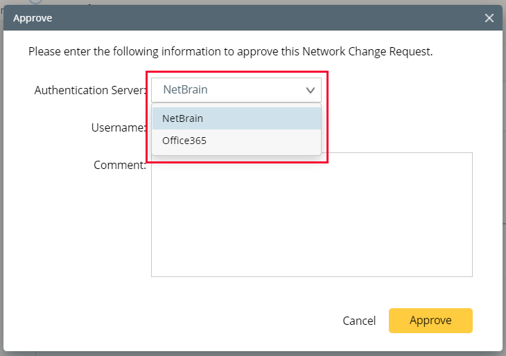 Aprobación de un cambio de red en NetBrain System